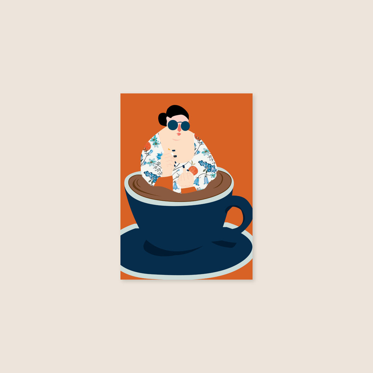 postcard - teacup woman – collab zürich